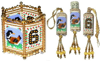 Six Geese Laying #6 in the 12 days votive bead tube ornament series ...